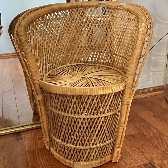 American Vintage | Accents | Vintage Wicker Rattan Mini Barrel Chair ...